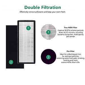 VEVA 8000 Replacement Filter, Compatible with VEVA 8000 Elite Pro Series Air Purifier, 2 HEPA Filters + 4 Pre-Filters