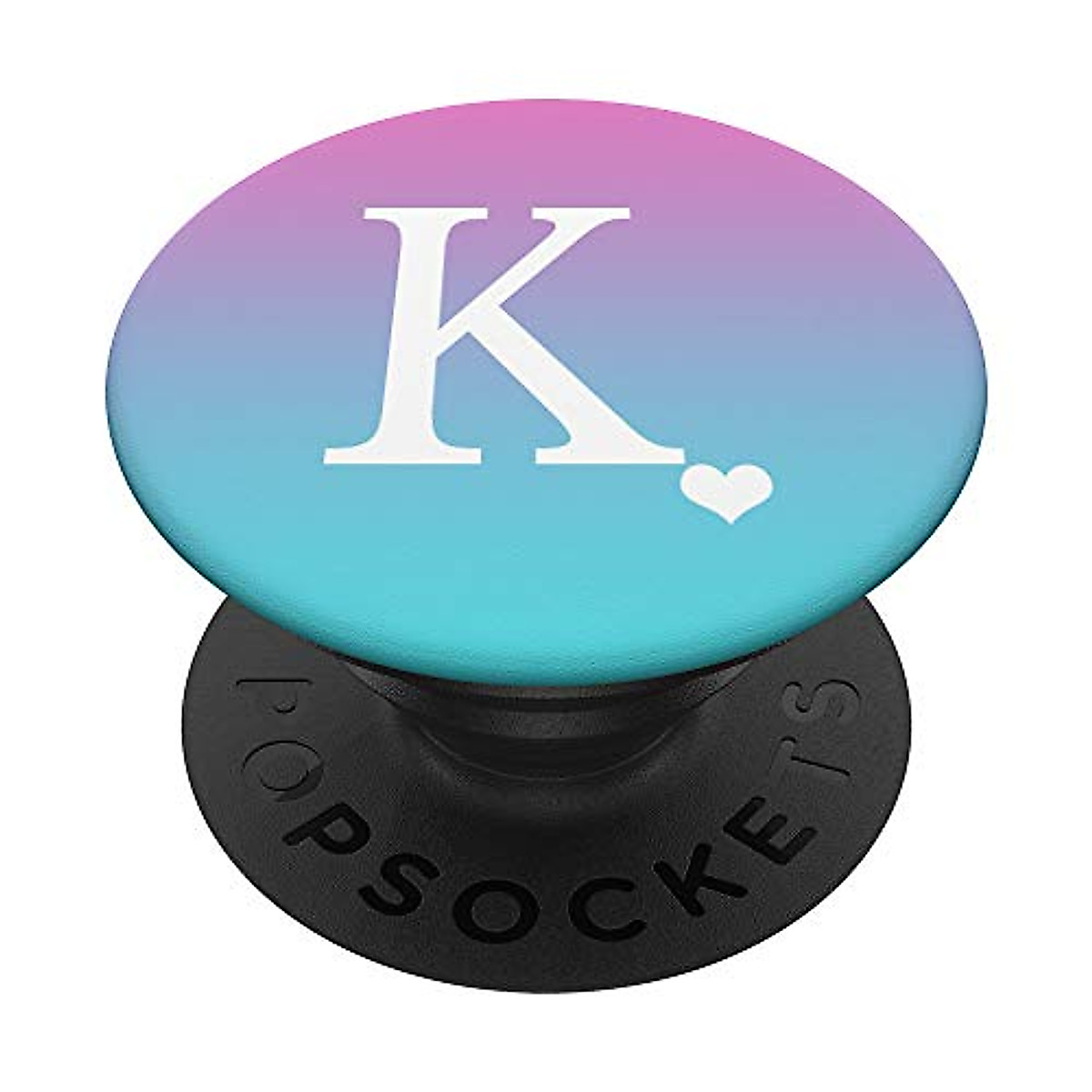 Initial Letter K Heart Gradient Purple Teal Blue Monogram PopSockets PopGrip: Swappable Grip for Phones & Tablets