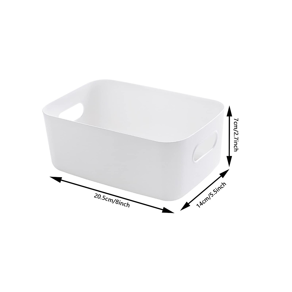 FEOOWV Small Plastic Storage Baskets, 8 Pack, White, Portable, Stackable, Multipurpose, BPA Free, Ideal for Pantry, Fridge, Closet, Bedroom, Office