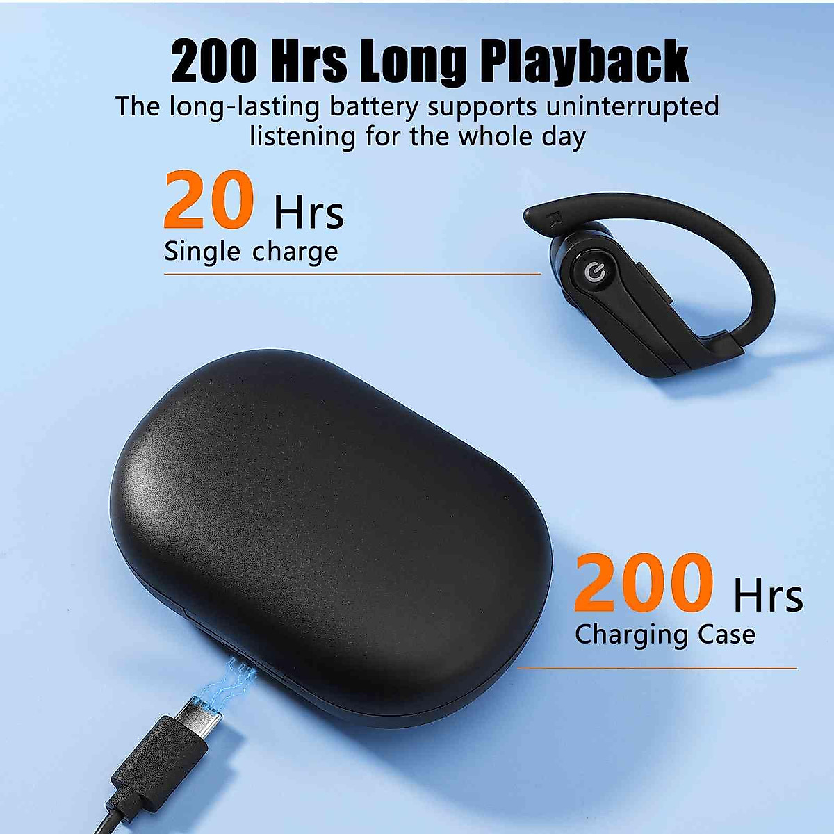 Q63 Wireless Earbuds for Motorola Moto G Stylus 5G with Immersive Sound True 5.0 Bluetooth Over The Ear Sport Headphones with a Charging Case - Stereo Calls Touch Control IPX7 Sweatproof Deep Bass