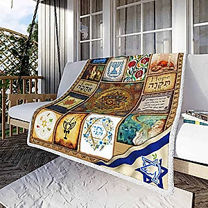 Messianic Seal Sherpa Blanket, Blanketed for Jewish P657, Adult Fleece Throw Blankets Bedding Blanket Reversible All Season Usage-Decorative Blanketed-Artwork Sherpa Blanket-Jewish's Gifts