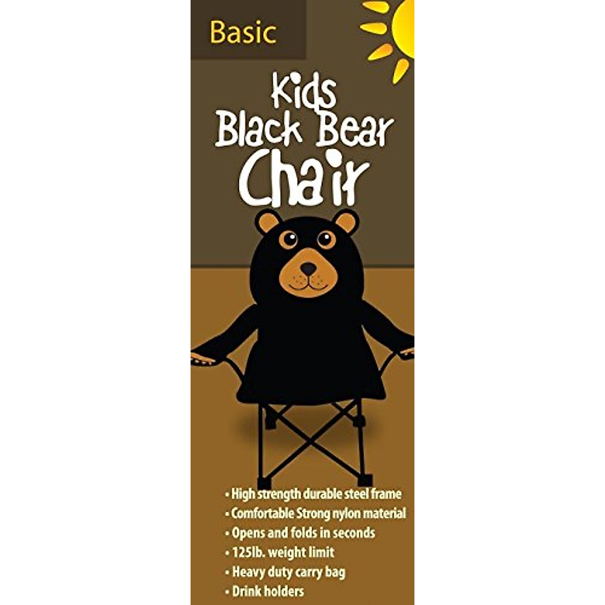 Wilcor Kids Folding Camp Chair with Cup Holder and Carry Bag - Black Bear