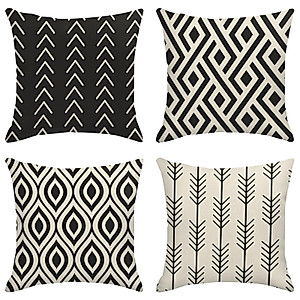 Sanwarm Throw Pillow Covers Home Decor Set of 4 Camouflage Dot Abstract Paint Black Pillow Cases Decorative 18 x 18 Inches Outdoor Cushion Couch Sofa Pillowcases
