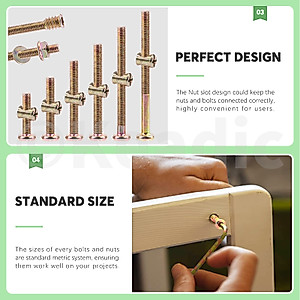 Keadic 253 Pcs M6 x30/40/50/60/70/80mm Zinc Plated Hex Socket Head Cap Bolts Barrel Nuts Flat Washers with Tools, M6 Crib Hardware Screws Assortment Kit for Chairs Bed Cot Furniture (30-80mm)