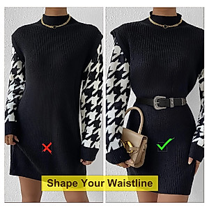 SUOSDEY 2Pack Women's Leather Belts for Jeans Dresses Belt with Vintage Metal Buckle Belt for Women