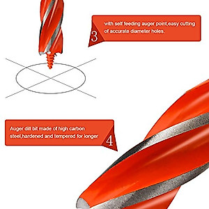 Baowox Woodworking Auger Drill Bit Sets, 8Pcs High Carbon Steel Wood Boring Bits 4 Flute Cut Drilling Tool For Wood Door Lock