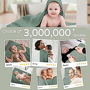 Yoofoss Baby Bath Towel 2 Pack 100% Muslin Cotton Hooded Towels for Babies, Infant and Toddler, Large 32x32Inch, Extra Soft and Absorbent Newborn Essential