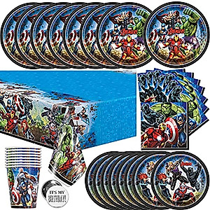 Marvel Avengers Party Supplies and Decorations for Superhero Birthday Party, Serves 16 Guests, Perfect for Girls and Boys, Easy Setup and Takedown with Plates, Napkins and Cups
