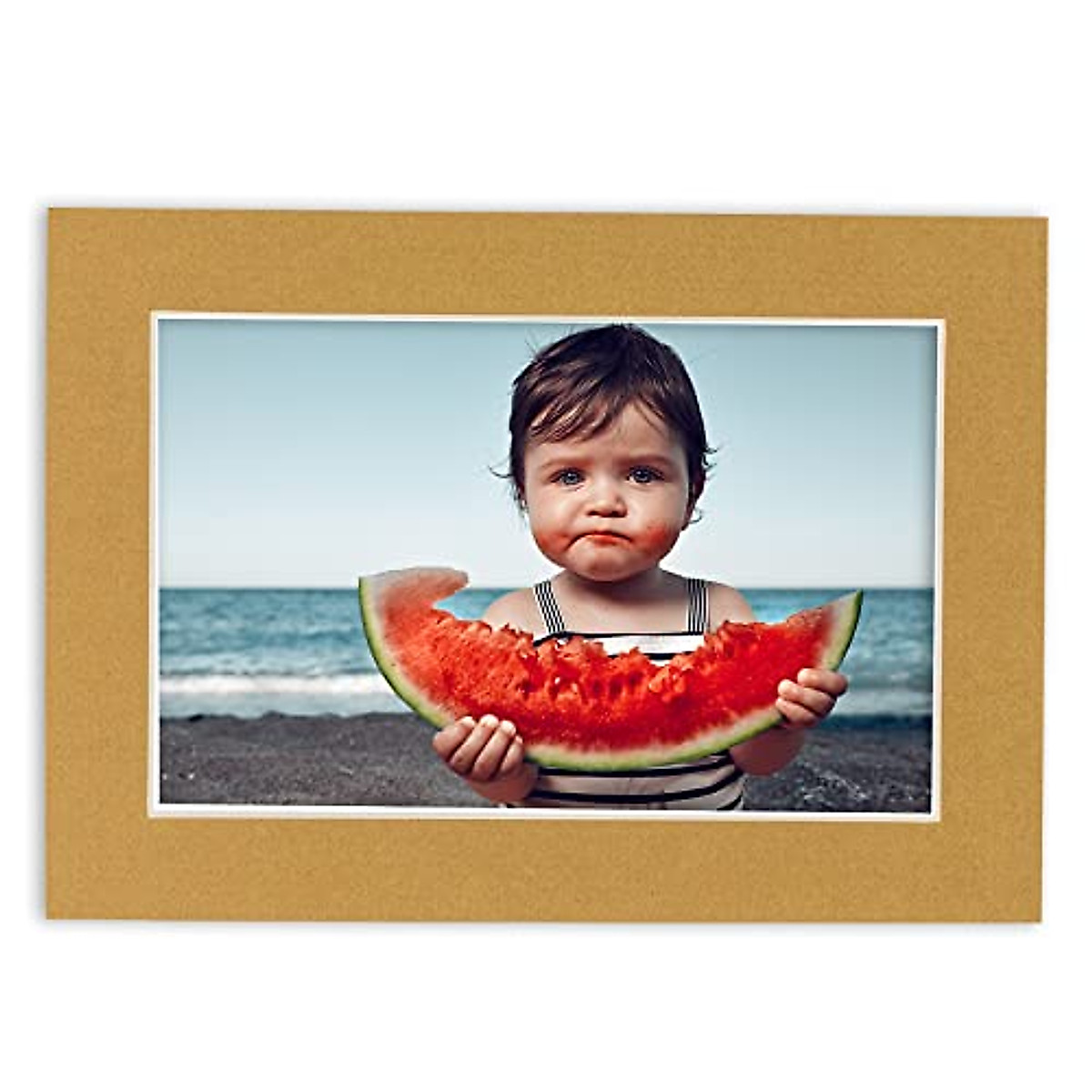 6x10 Mat Bevel Cut for 4x8 Photos - Acid Free Rattan Beige Precut Matboard - For Pictures, Photos, Framing - 4-ply Thickness