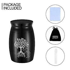 Small Urn for Ashes 3 Inches Mini Tree of Life Aluminum Urn for Human Ashes Cremation Funeral Ash Holder - Like Branches on a Tree we Grow in Different Direction，but Love Keeps us Together Forever