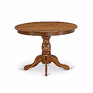 East West Furniture HBMZ5-AWA-32 5 Piece Dining Room Furniture Set Contains a Round Dining Table and 4 Parson Chairs, 42x42 Inch, Antique Walnut