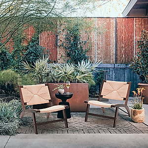 Soohow Braided Jute Woven Weave Seat Beige Modern Boho Living Room,Bedroom Reading Mid Century Accent, Set of 1, Paper Rope/Latte Beech Chair