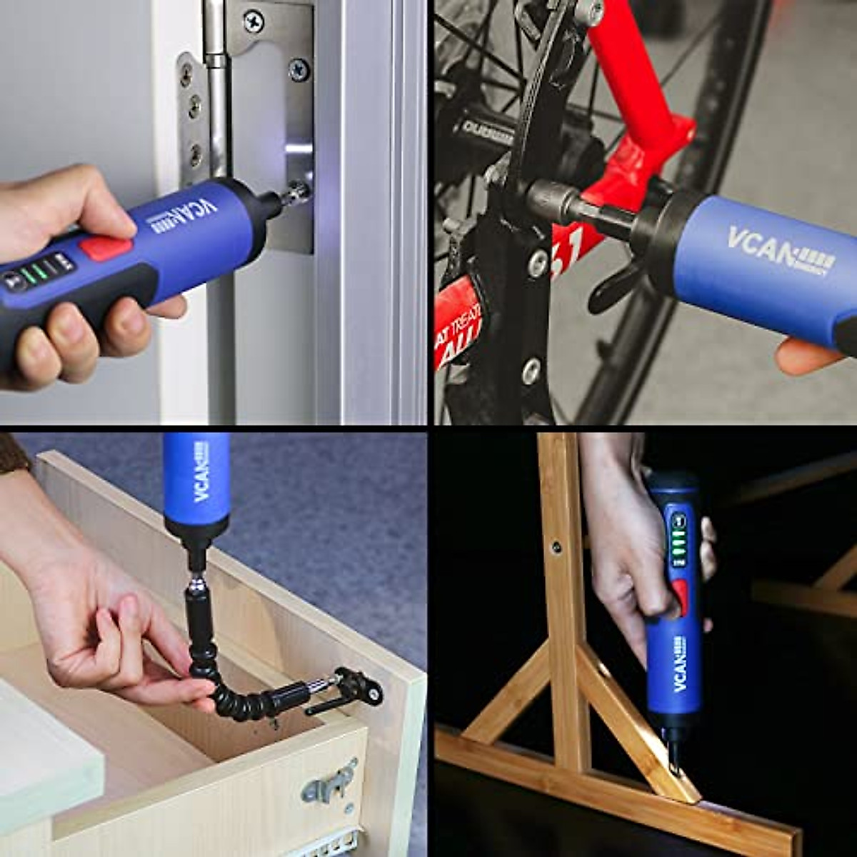 VCANENERGY 4V Electric Screwdriver,2000mAh USB Rechargeable Battery,Cordless Power Screwdriver with LED Light,Adjustable Torque,38 in 1,Suitable for small projects