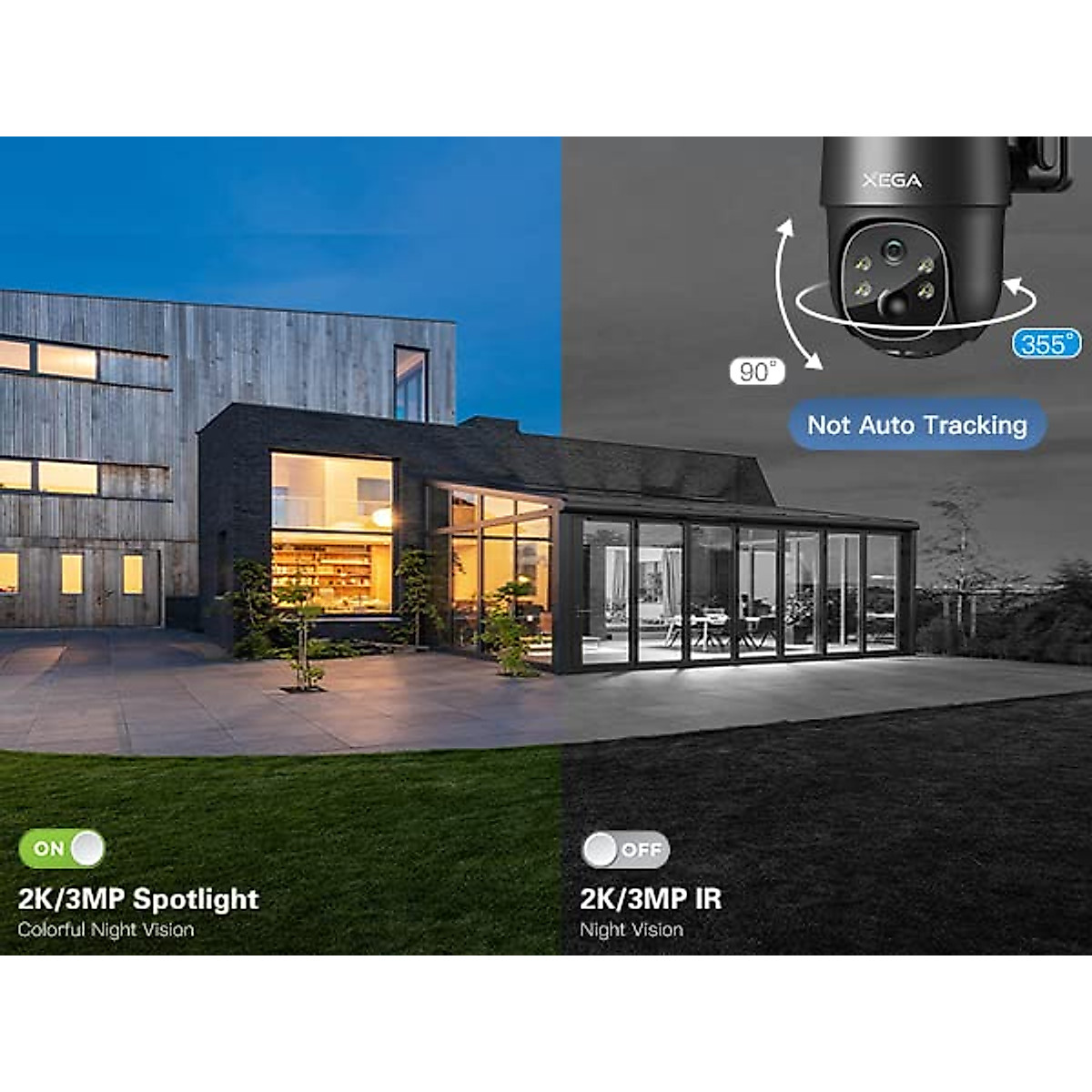 Xega 4G LTE Cellular Security Camera Solar with SIM Card (Verizon AT&T T-Mobile),Wireless Outdoor No WiFi Security Camera,2K HD PTZ Night Vision Motion Detection 2 Way Talk SD&Cloud Storage