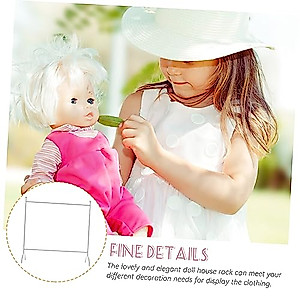 FONDOTIN metal holder doll hanger racks clothing furniture metal stand doll clothing hangers rack Accessories miniature clothes rack white Cloth shelf miniature Craft Assembly drying rack