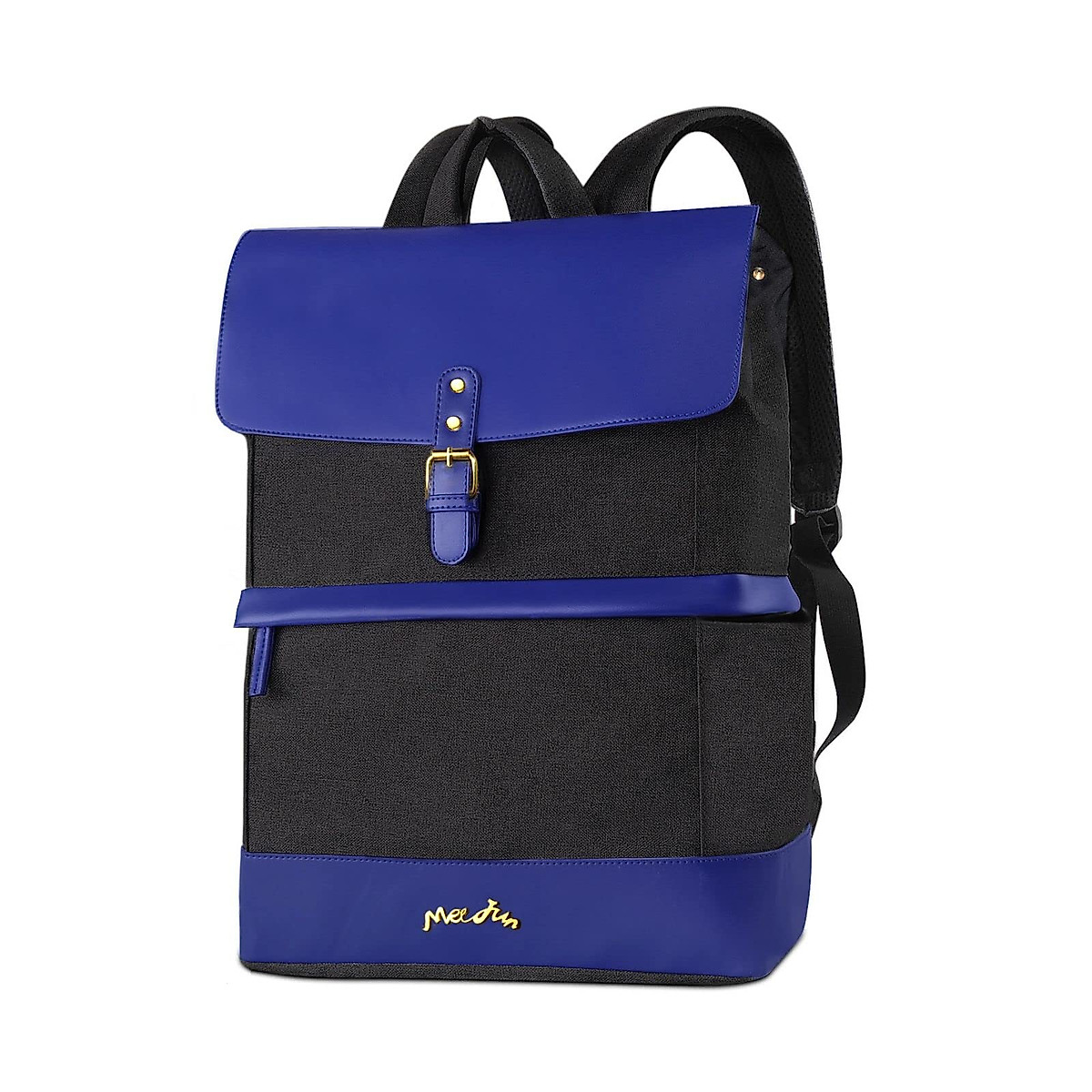 MEL JUN Laptop Backpack for School and Travel , 15.6 Inch Durable Casual Laptop Computer Backpack, Waterproof Resistant College Bookbag Gifts for Men Women -Grey with Blue