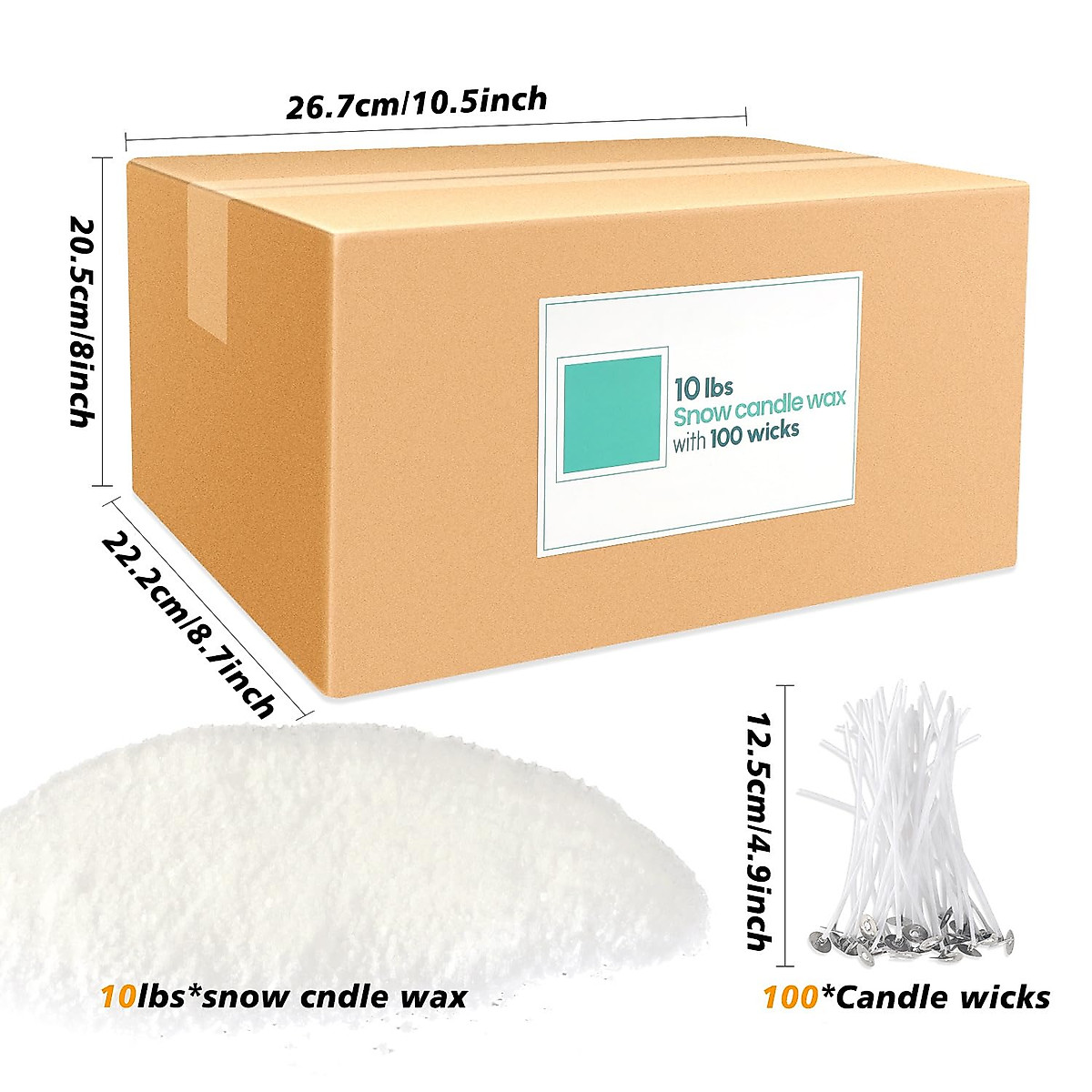 pliadvbu 10 lb Wax Sand DIY Pearl Candle Kit, 100 Candles Wicks, Natural Pearl Wax, Reusable, Unscented Powder Candles for Candle Making, Weddings and Parties