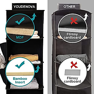 YOUDENOVA Hanging Closet Organizer, 6-Shelf Closet Hanging Storage Shelves, 2 Packs, Grey