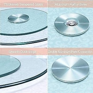 Lazy Susans Turntable Tempered Glass Lazy Susan Turntable， Round Clear Serving Plate Rotating Stand Kitchen Dining Table Tray Tabletop Organizer Spices Storage Holder (Size : 60cm/23.6)