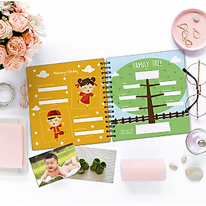 Chinese Baby's First Five Years Hardcover Memory Book - Newborn Babies 1st Year Journal and Milestones Photo Album - Perfect and Unique Gift Idea for Baby Showers and Birthday Presents