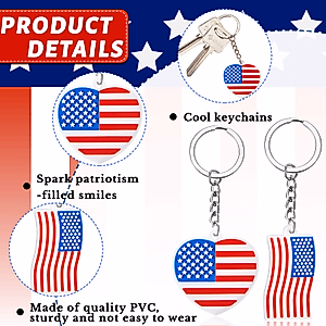 40 Pack American Flag Keychains 4th of July Party Favors for Adults USA Flag Heart Souvenir Keychain Accessories Patriotic Key Chain Flag American Flag Gifts for Veterans Day Independence, 2 Styles