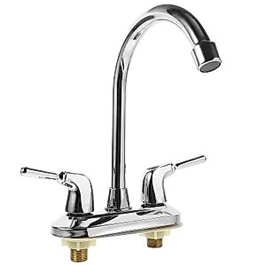 Veemoon Kitchen Faucet, Double Switch Faucet, Stainless Steel Kitchen Tap Water Faucet Hot and Cold Faucet Household Faucet Sink to Rotate Copper Core