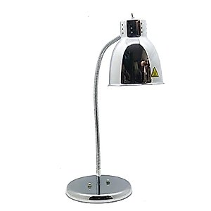 Table Top Food Heat Lamp with Single Bulbs Food Warmer Buffet Heating Lamp for Carving Station Commercial (Single Head(Silver))