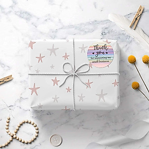 500 Pieces 1.5'' Thank You for Supporting My Small Business Stickers Roll Stickers Adhesive Holographic Stickers Rainbow Stickers for Business Online Retailers Boutiques Shops