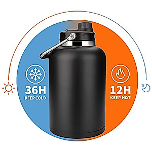 Zenbo 128 oz Jug with Straw Keeps Cold up to 36 Hrs,One Gallon Large Double Wall Vacuum Insulated Water Bottle,Sweat-Proof Leak-Proof