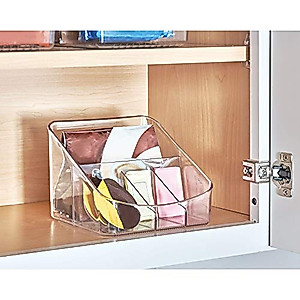 iDesign Linus Plastic Divided Coffee Supply Organizer, Holder for Filters, Sugar, Creamer, Beans, Sweeteners, Tea Bags, 6.3" x 6.9" x 5.2" - Clear