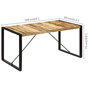 YPWRENH Rectangular Wooden End Table Dining Table 63 "x31.5 x29.5 Solid Mango Wood for Dining Room, Kitchen or Living Room