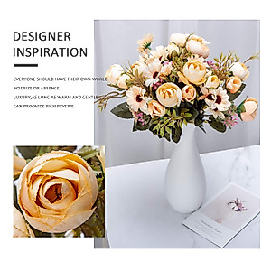 SimFre Artificial Flowers, Fake Flowers Artificial Pearl Bud Bouquet for Home Garden Party Wedding Decor and Table Centerpieces 3Pcs (Orange)