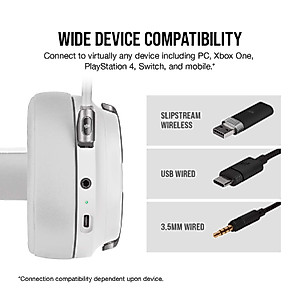 CORSAIR Virtuoso RGB Wireless High-Fidelity Gaming Headset, White, CA-9011186-NA (Renewed)