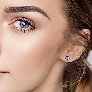 12 Pairs Surgical Stainless Steel Flat Back Stud Earrings,Screw Back Gold Plated Teardrop Square Cubic Zirconia Birthstone Stud Earrings Set for Women (Silver square 3mm)