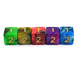 SmartDealsPro D6 Six Sides 16mm Two Color Dice for DND MTG PRG Wow Table Game (Color 2)