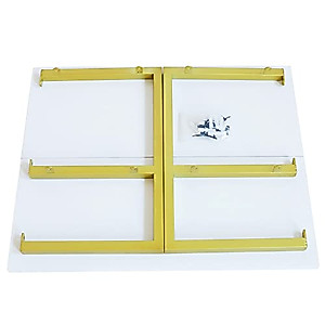 Gdrasuya10 Floating Shelves Wall Mounted, Modern Wood Storage Shelf, with Golden Metal Brackets Decor Wall Shelving for Bedroom, Bathroom, Bathroom, Kitchen, Living Room (2 Tier, 24“)