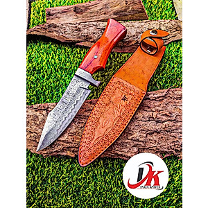 Custom hand made Damascus steel hunting knife,11" inches Skinner,out door survival camping,fix blade, classic, Christmas gift, nice grip handle,sharp, slicer, Leather sheath HUNT-04