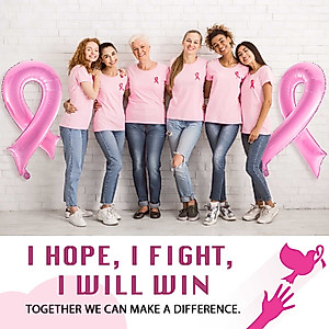 Deekin 12 Pieces 36 Inches Pink Ribbon Jumbo Foil Balloons Breast Cancer Awareness Foil Balloons Pink Metallic Balloons Breast Cancer Awareness Fundraisers Jumbo Foil Balloons