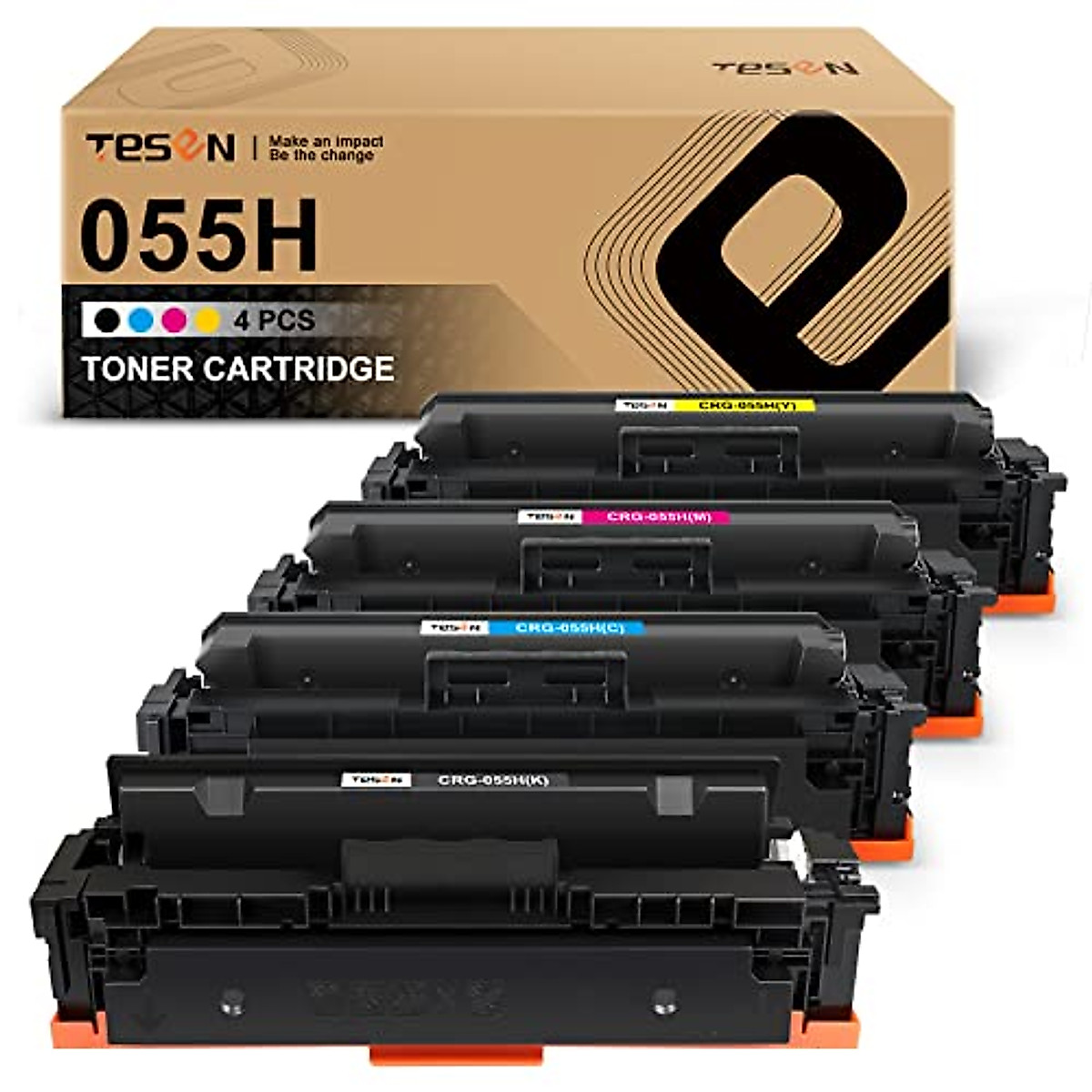 055H TESEN Compatible Toner Cartridge Replacement for Canon 055H 055 for Canon ImageClass MF740C MF741Cdw MF743Cdw MF745Cdw MF746Cdw LBP660C Printer High Yield Black Cyan Magenta Yellow 4 Pack