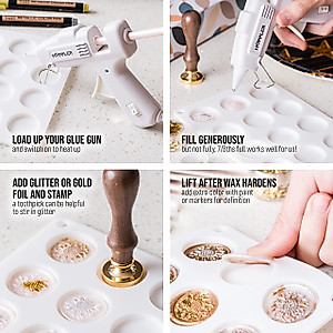 Hoppler Premium Wax Seal Kit with Sealing Wax Gun, Wax Seal Sticks, Wax Seal Stamp, 12 Cavity Silicone Wax Seal Mold, and Extra Additions to Make Seals Stand Out and Make Invitations in Bulk.