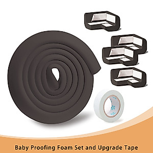 Baby Proofing Corner Guards with Four Corners and Two Meters Edges, Non-Toxic, Soft with Thick Foam, 6.6 ft. Edge + 4 Corners by KING&CINLM