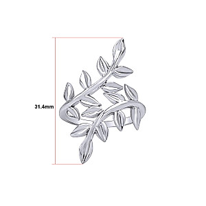 14K White Gold Plated 925 Sterling Silver Oliva Leaf Fashion Ring For Women Ring Size-6