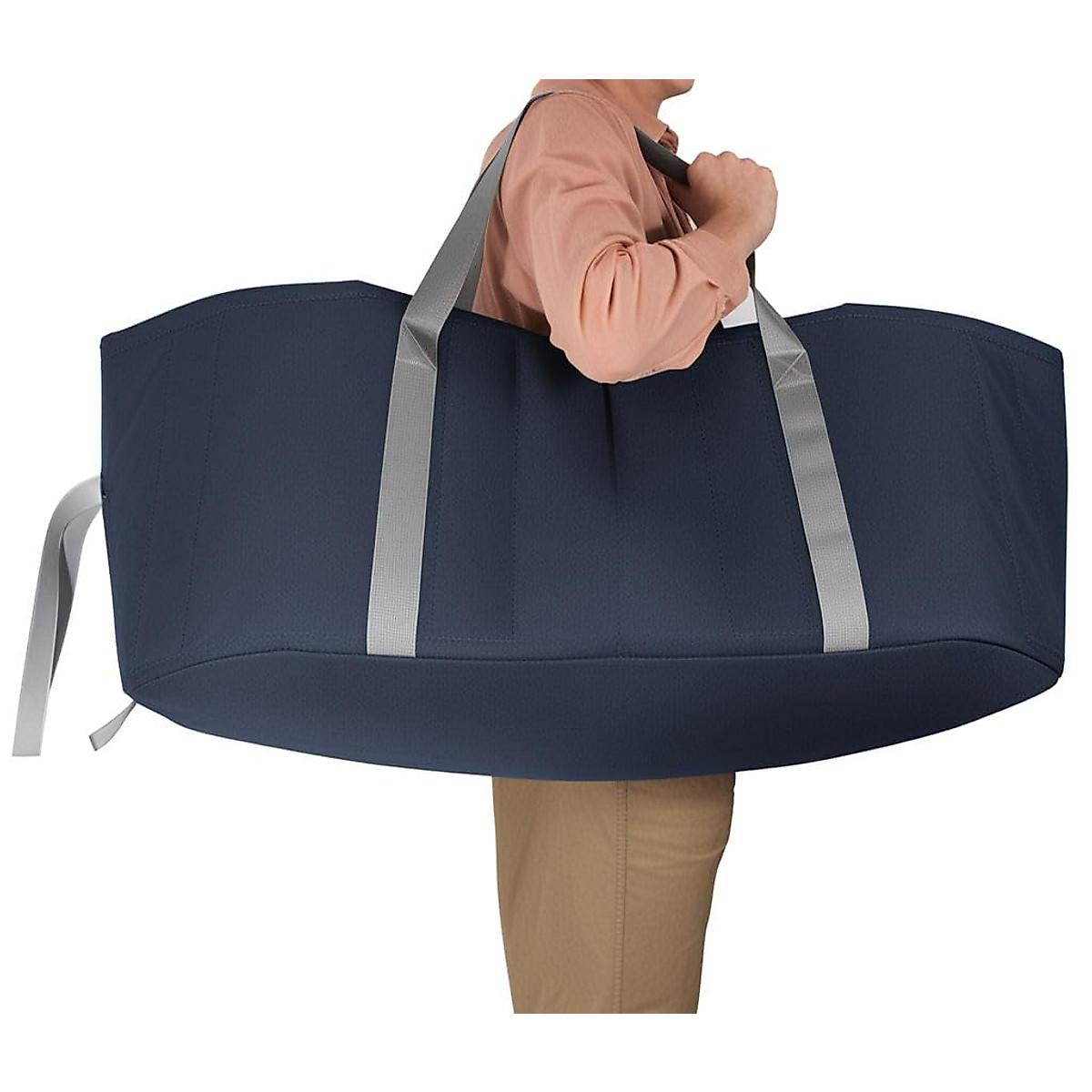 Foldable Laundry Basket 98.8L Waterproof Oxford Cloth Collapsible Laundry Basket with Plastic Supports on the Bag Opening and Sides - Black