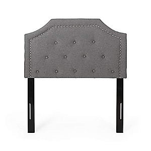 Christopher Knight Home Rachel Upholstered Twin Headboard, Charcoal Gray, Black