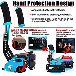 Obokidlyamor 64Bit USB Handbrake For 2 IN 1 Compatible with Microsoft PS4/PS5 Console Controller and PC system; Work on For Logitech G29 Racing Steering wheel (For PS4/PC, Blue)