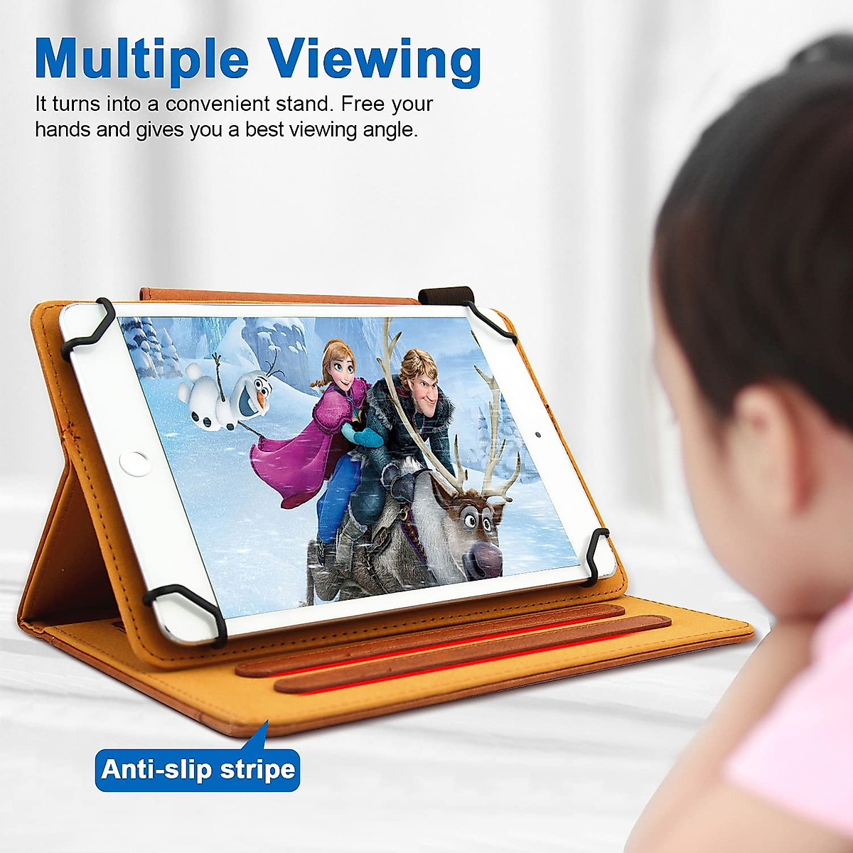 JZCreater 10 Inch Tablet Case, Universal 10 10.1 Inch Android Tablet Cover, Multi-Angle Viewing Stand Case for 9.5-10.5 Inch Tablet, Brown Classic