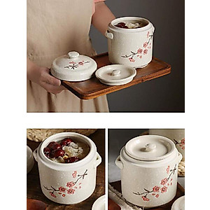 TONGTONG Japanese Style Ceramic Soup Bowl with Double Lid Steam Stewed Pot Home Kitchen Soup Pot for Egg Medicinal Birds Nestt # 21