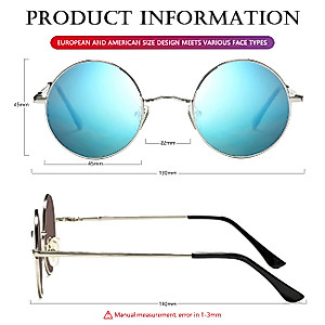 AIEYEZO Round Lennon Glasses Round Polarized Sunglasses for Women Men Small Circle Sunnies (Gold/Purple Mirrored + Silver/Blue Mirrored)