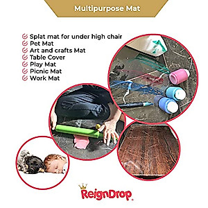 Baby Splat Mat 54" Large - Clear Non-Toxic Floor Splat Mat for Under High Chair and Table Cover, Anti-Mess Mat, Easy to Clean - for Arts ,Crafts, Protector for Pets, Cat or Dog (Clear Round)