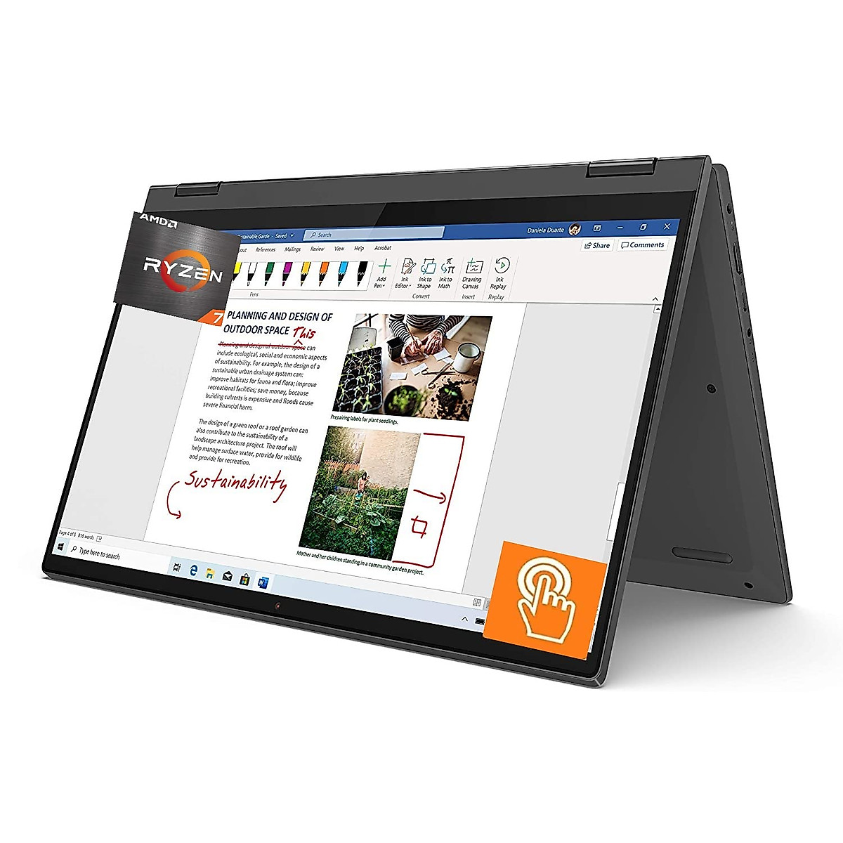 Lenovo Flex 5 14 2-in-1 Laptop, 14.0" FHD Touch Display, Ryzen 7 5700U, 16GB RAM, 1TB PCIe SSD, AMD Radeon Graphics, Bluetooth, Webcam, Backlit Keyboard, Fingerprint Reader, Windows 11 Home